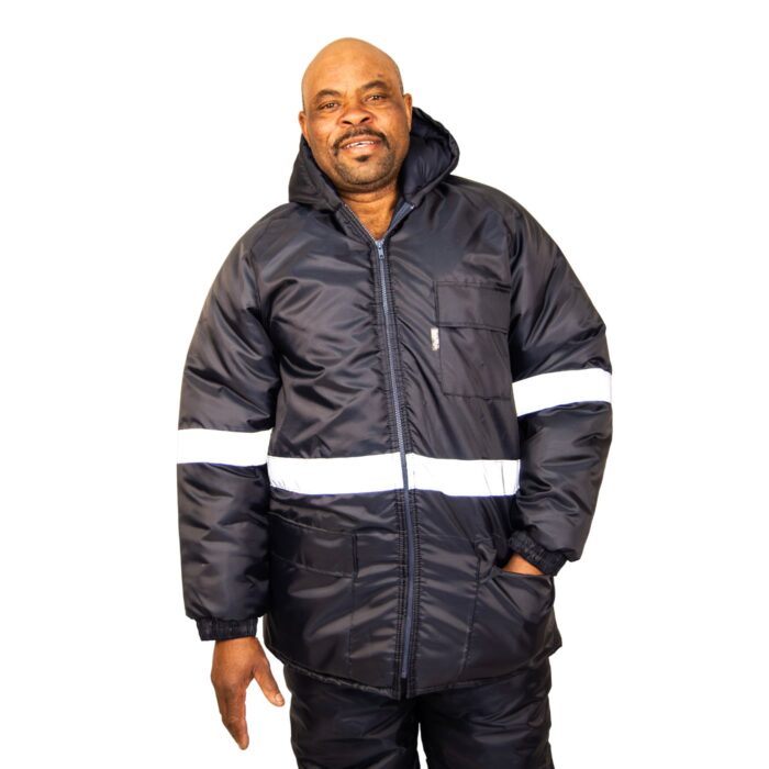 Navy Blue grange Freezer Jacket with Reflective Tape - Consafe